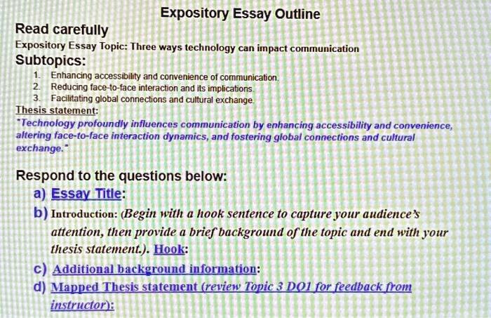 SOLVED: a) Essay Title: The Impact of Technology on Communication ...