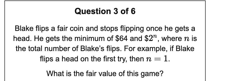 SOLVED: Question 3 of 6 Blake flips a fair coin and stops flipping once ... SOLVED: Question 3 of 6 Blake flips a fair coin and stops flipping once ...