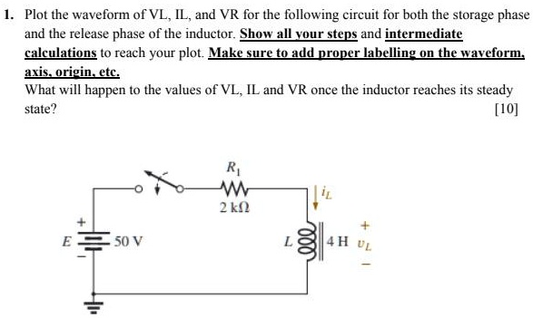 SOLVED: Plot the waveform of VL, IL, and VR for the following circuit ...