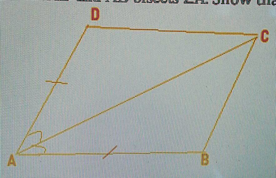 SOLVED: 'In the figure if AB = AD and AB bisects angleA. Show that triangleABC ≈ triangleADC.'