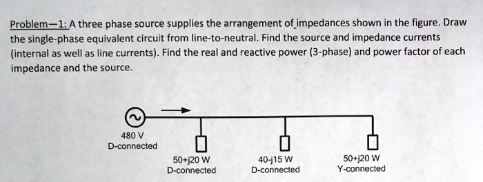 SOLVED: Problem 1: A three-phase source supplies the arrangement of impedances shown in the ...