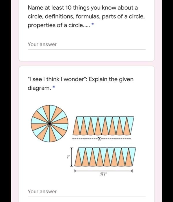 SOLVED: Name at least 10 things you know about a circle, definitions ...