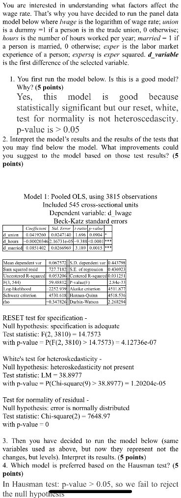 SOLVED: You are interested in understanding what factors affect the ...