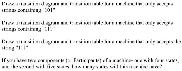 Solved Draw Transition Diagram And Transition Table For A Machine That Only Accepts Strings