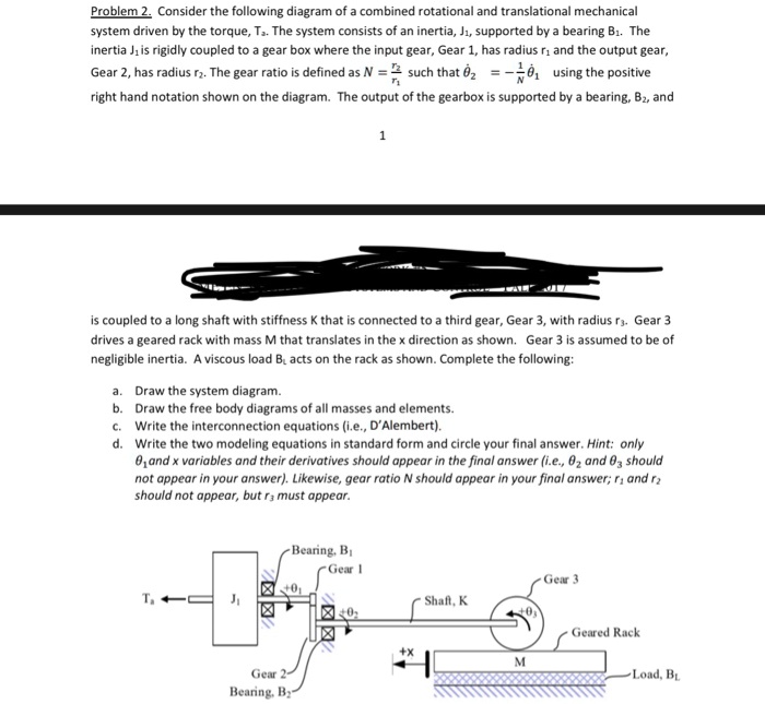 problem 2 consider the following diagram of a combined rotational and translational mechanical ...