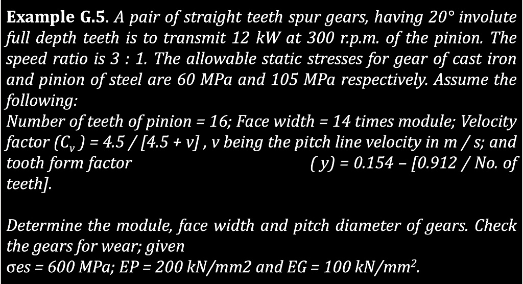 Example G.5. A pair of straight teeth spur gears, having 20° involute ...