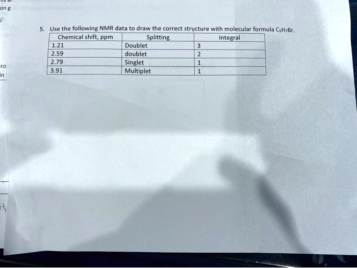 Solved Use The Following Nmr Data To Draw The Correct Structure With