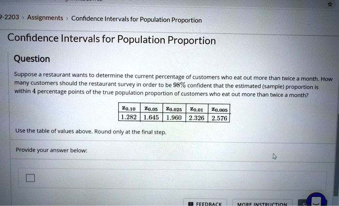 SOLVED: 2203 Assignments Confidence Intervals for Population Proportion ... SOLVED: 2203 Assignments Confidence Intervals for Population Proportion ...