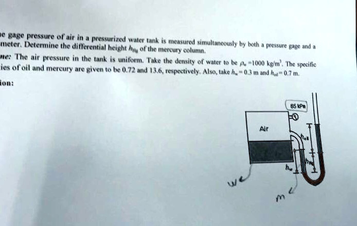 The gauge pressure of air in a pressurized water tank is measured ...