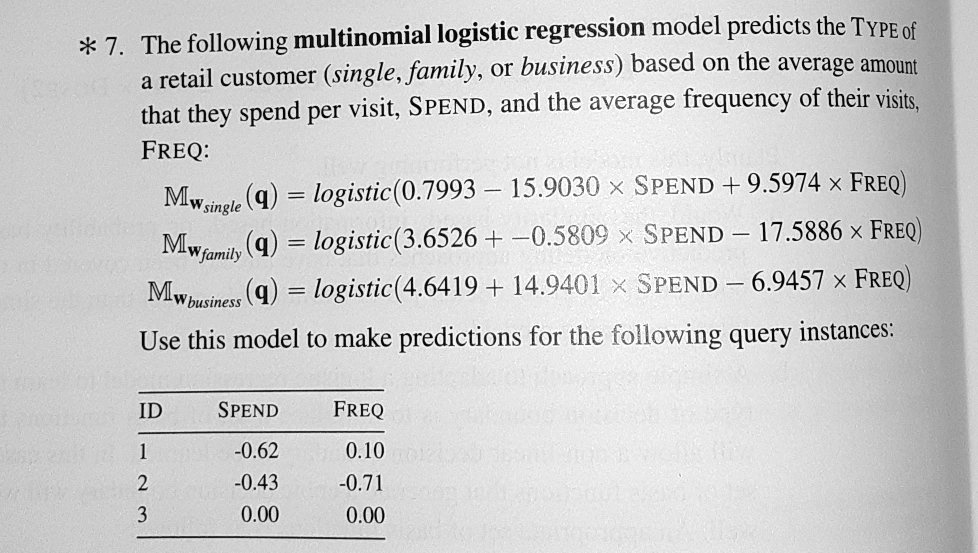 7 the following multinomial logistic regression model predicts the ...