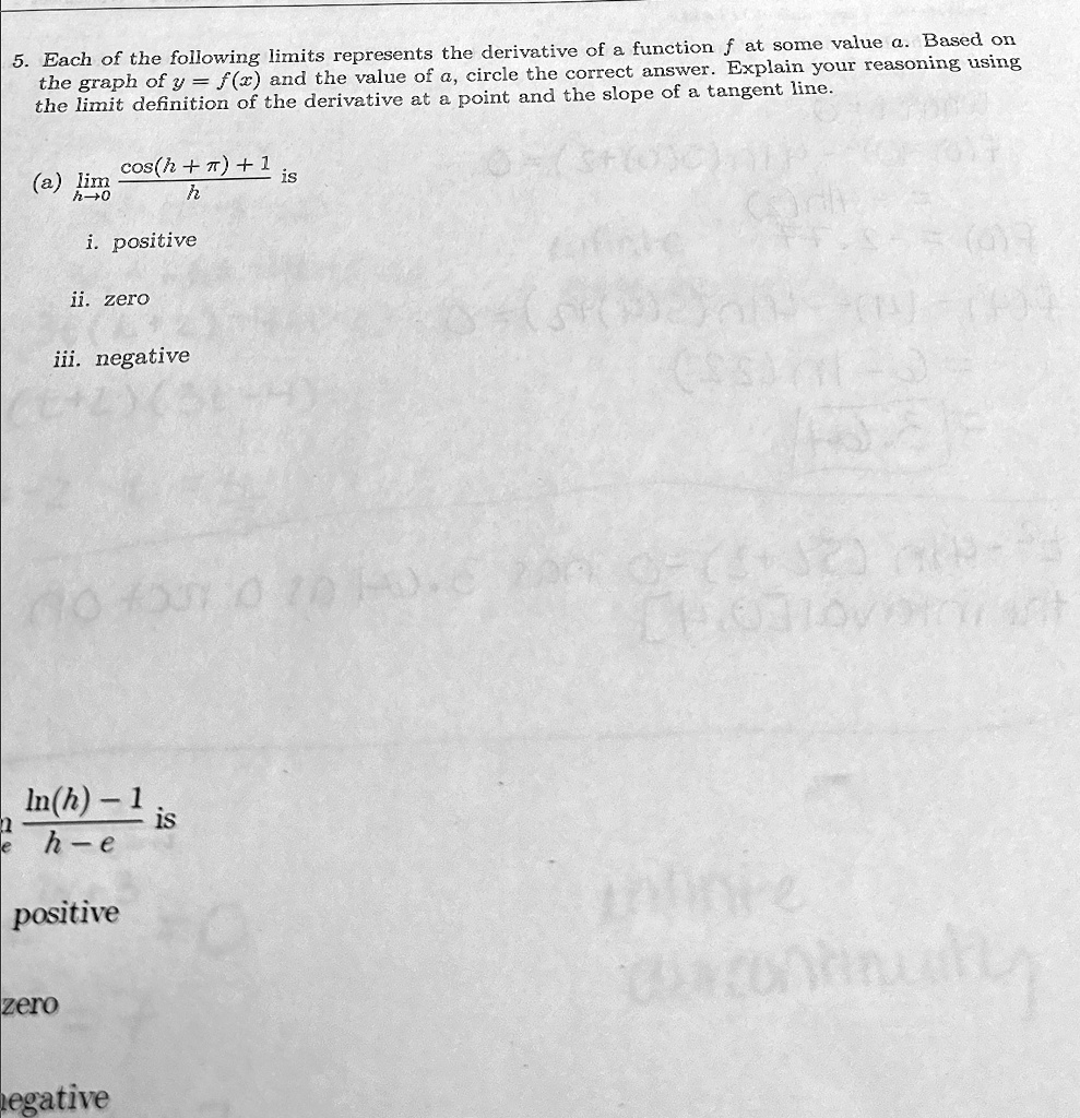 SOLVED: Each of the following limits represents the derivative of a ...