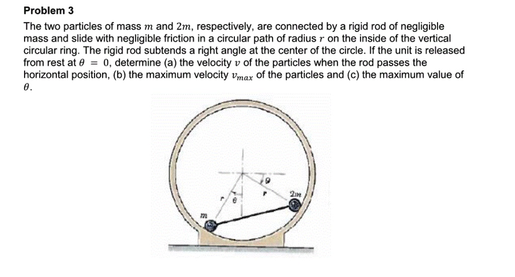Problem 3 The two particles of mass m and 2m, respectively,...