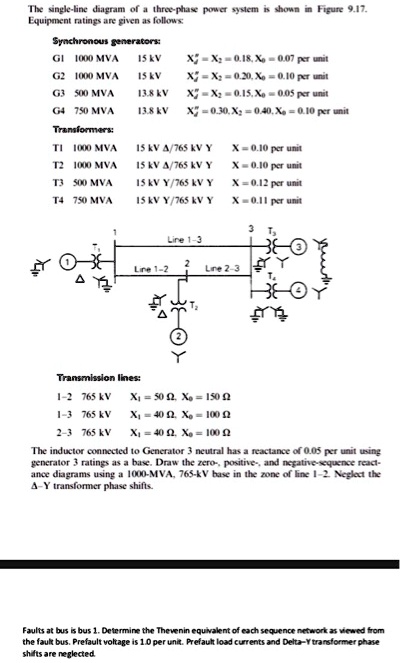 SOLVED: The single-line diagram of a three-phase power system is shown ...
