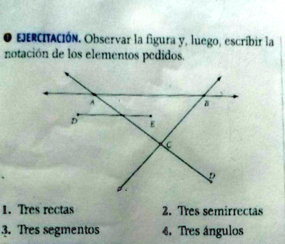 observar la figura y luego escrir la notacion de los elementos pedido ...