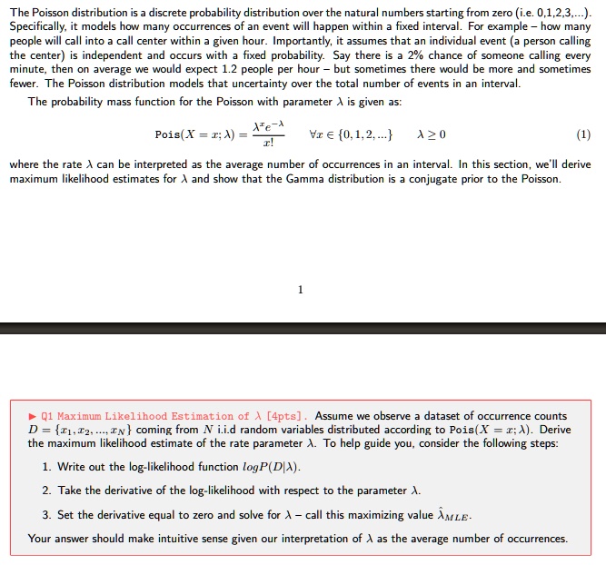 SOLVED: The Poisson distribution is a discrete probability distribution ...