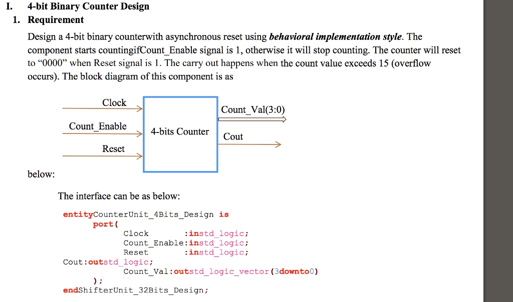 I 4 Bit Binary Counter Design 1 Requirement Design A 4 Bit Binary Counterwith Asynchronous