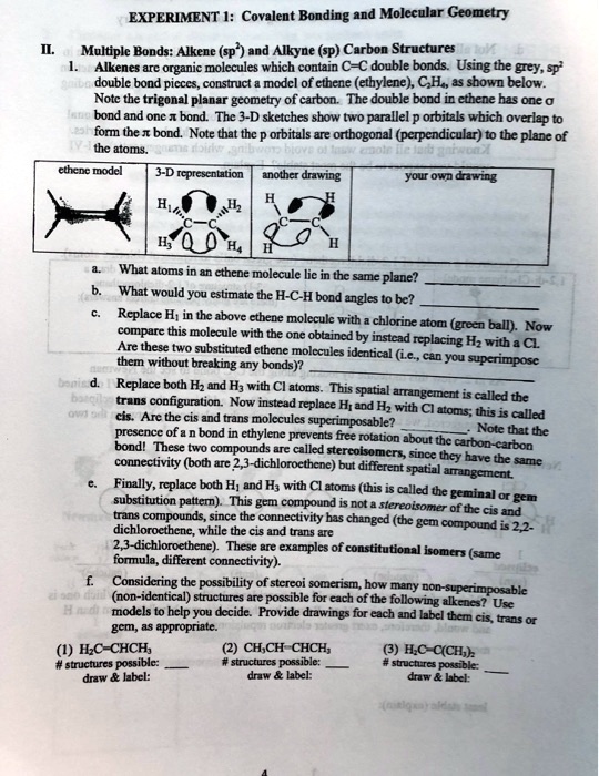 experiment i covalent bonding and molecular geometry multiple bonds ...