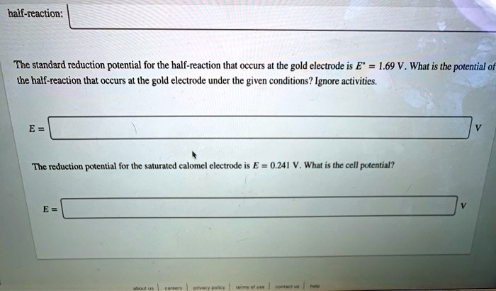 SOLVED: half-reaction: The standard reduction potential for the half ...