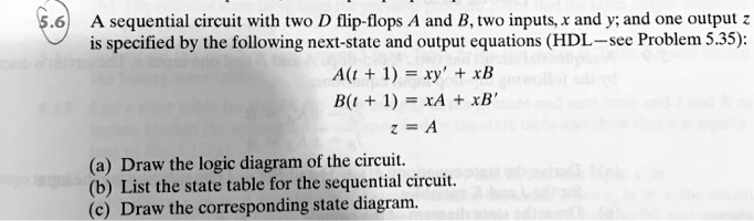 SOLVED: A sequential circuit with two D flip-flops A and B,two inputs,x and y;and one output z ...