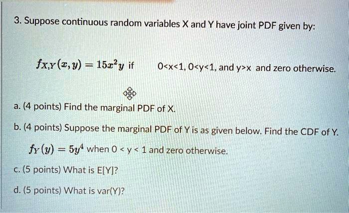 Suppose X and Y Are Continuous Random Variables With Joint Pdf FX Y EXy - Barrett Mationsills