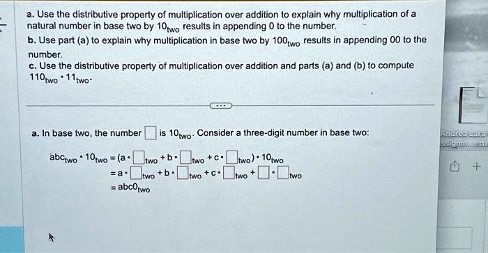 [GET ANSWER] a. Use the distributive property of multiplication over ...