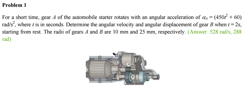 SOLVED: For a short time, gear A of the automobile starter rotates with ...