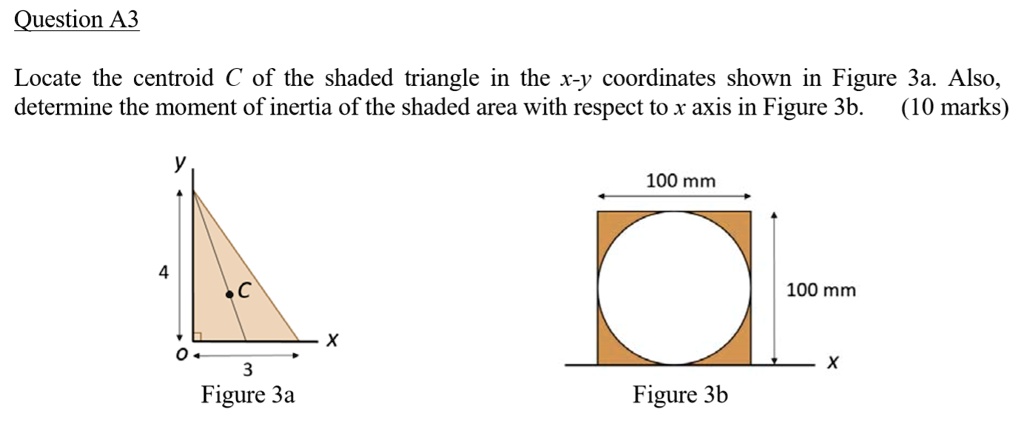 SOLVED: Question A3 Locate the centroid C of the shaded triangle in the ...