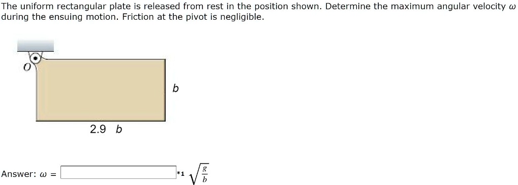 SOLVED: The uniform rectangular plate is released from rest in the position shown. Determine the ...