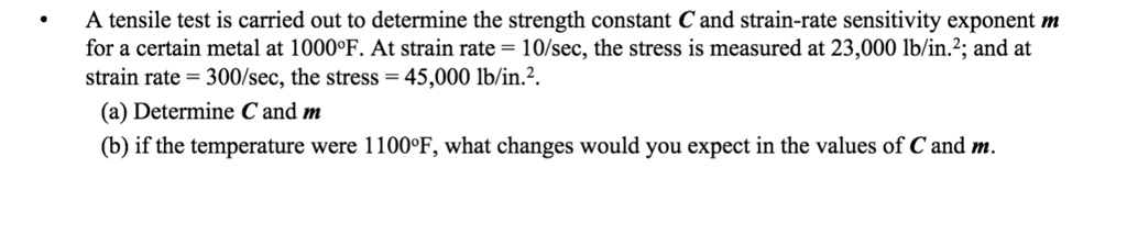 SOLVED: A tensile test is carried out to determine the strength ...