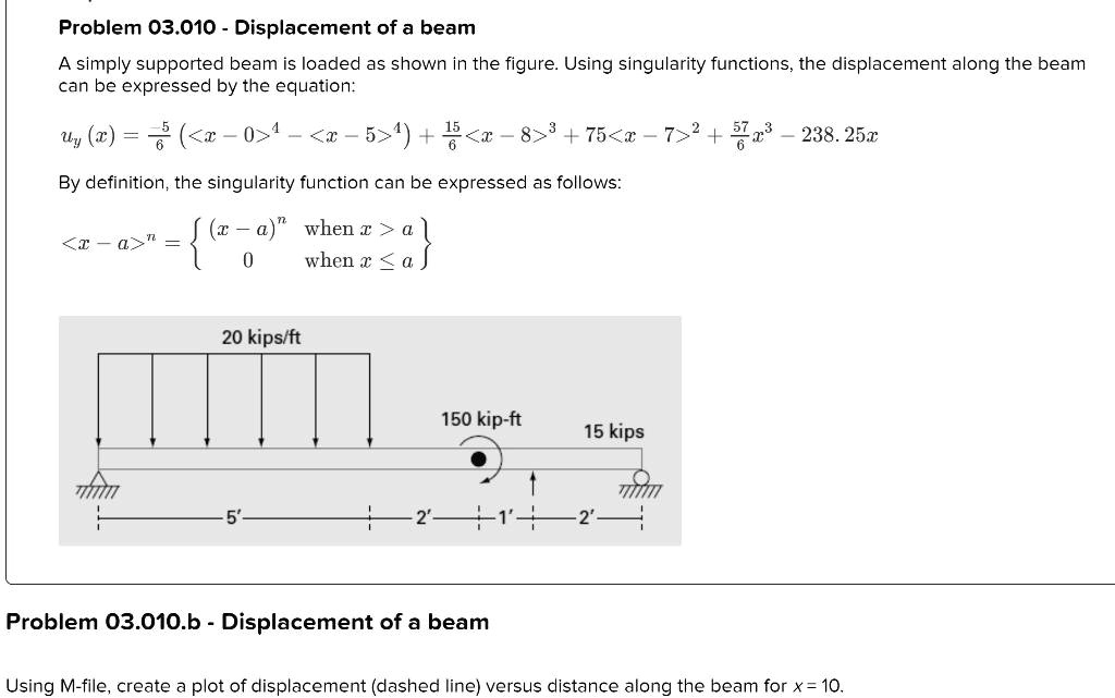 SOLVED: Problem 03.010 - Displacement of a Beam A simply supported beam ... SOLVED: Problem 03.010 - Displacement of a Beam A simply supported beam ...
