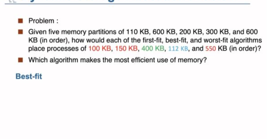 Solved Problem Given Five Memory Partitions Of 110 Kb 600 Kb 200 Kb 300 Kb And 600 Kb