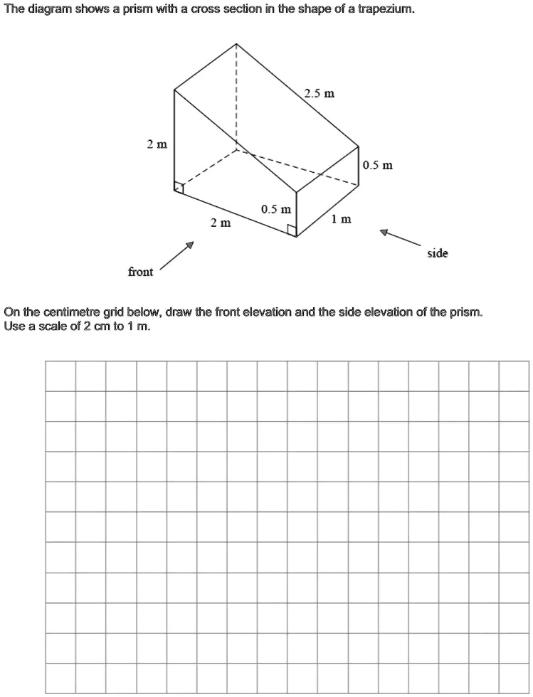 the diagram shows a prism with a cross section in the shape of a ...
