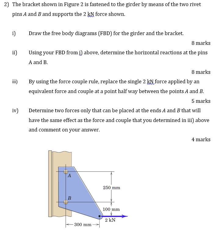 2) The bracket shown in Figure 2 is fastened to the girder by means of ...