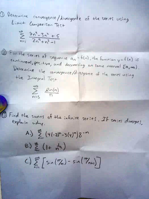 ' Determine convergence / divergence of the series using Limit ...