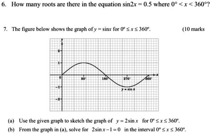 SOLVED:How many roots are there in the equation sinZx = 0.5 where 09