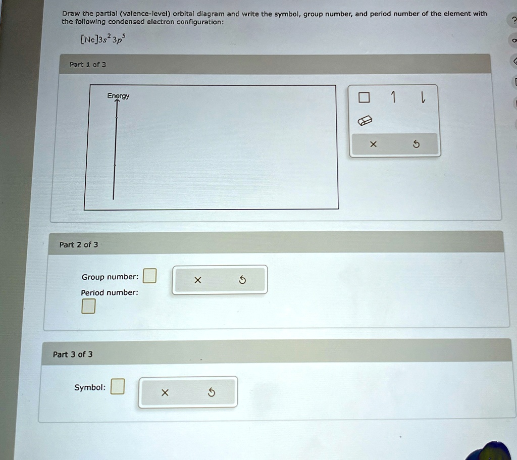Draw the partial (valence-level) orbital diagram and write the symbol ...