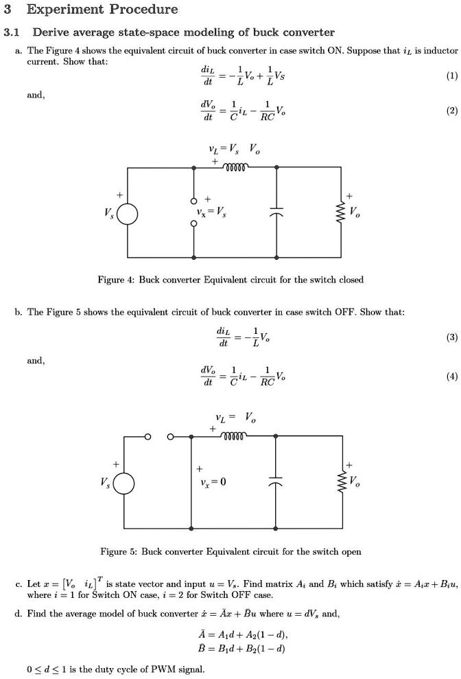 Solved Texts 3 Experiment Procedure 3 1 Derive Average State Space Modeling Of Buck Converter