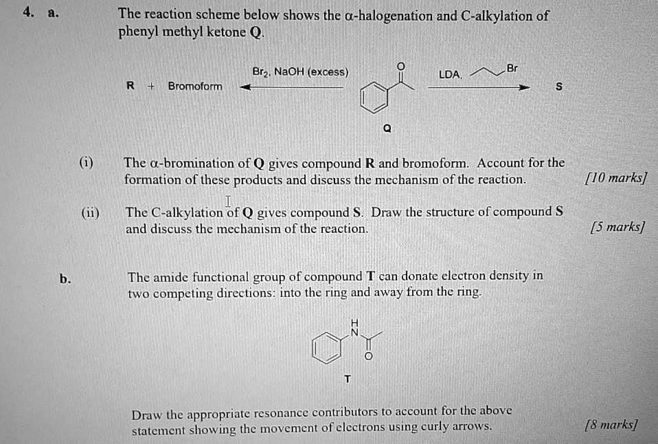 SOLVED: The reaction scheme below shows the -halogenation and C ...