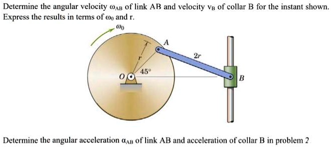 SOLVED: Determine the angular velocity WAB of link AR and velocity VB of collar B for the ...