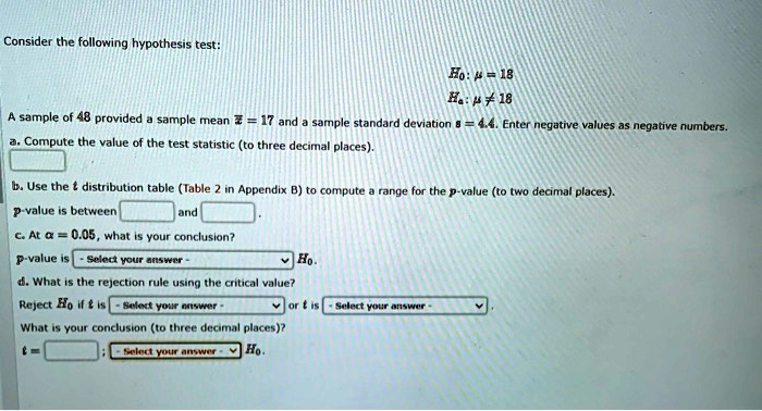 Solved Consider The Following Hypothesis Test Ho μ 18 Ha μ â