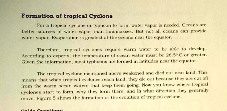 SOLVED: Formation of tropical cyclones Guide Questions: 6. How do ...