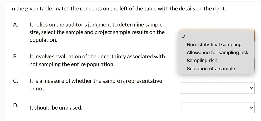 SOLVED: In the given table, match the concepts on the left of the table ...