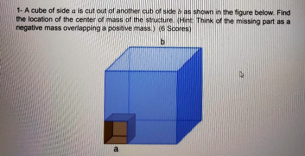 1 a cube of side a is cut out of another cub of side blas shown in the ...