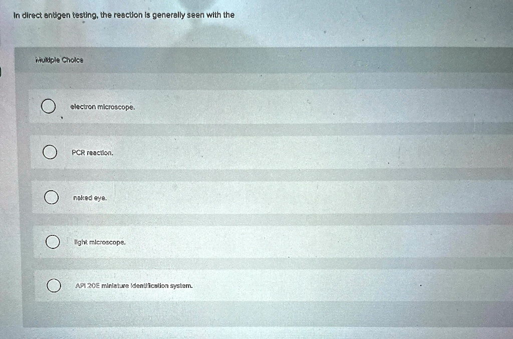 In direct antigen testing, the reaction is generally seen with the ...