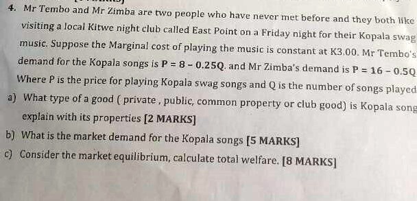 4. Mr Tembo and Mr Zimba are two people who have never met before and ...