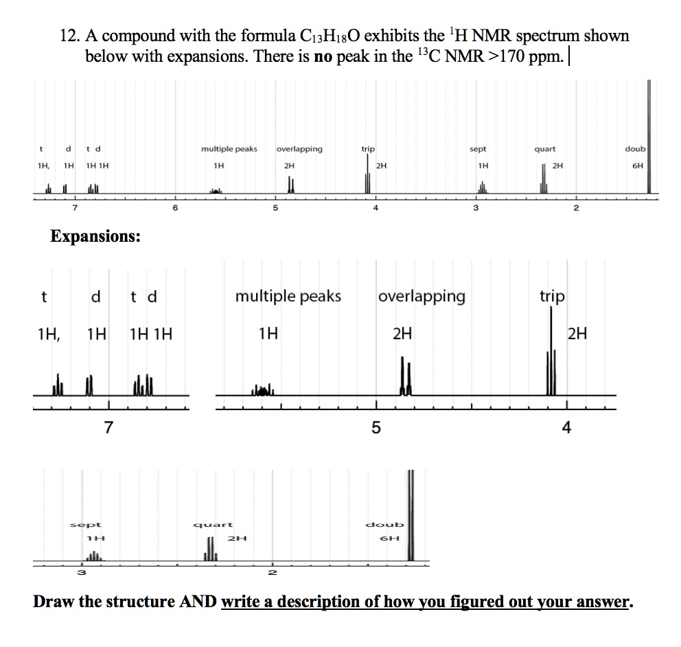 SOLVED: 12. A compound with the formula C3H1sO exhibits the 'H NMR spectrum shown below with ...