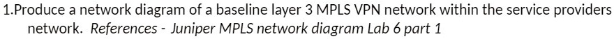SOLVED: '1.Produce a network diagram of a baseline layer 3 MPLS VPN network within the service ...