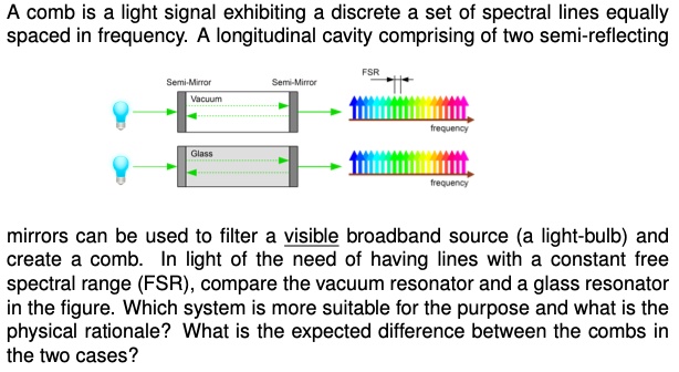 SOLVED: A comb is a light signal exhibiting a discrete set of spectral ...