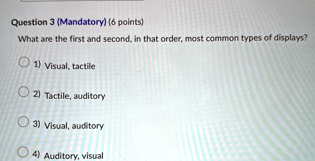 Question 3 (Mandatory) (6 points) What are the first and second, in ...