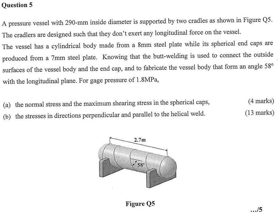 SOLVED: A pressure vessel with a 290-mm inside diameter is supported by ...